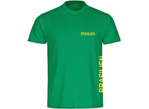 4068859284541 - multifanshop Herren T-Shirt - Brasilien - Brust & Seite - Druck gelb - Männer