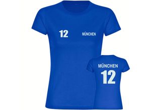 4068859029593 - multifanshop Damen T-Shirt - München blau - Trikot Nummer 12 - Druck weiß - Frauen