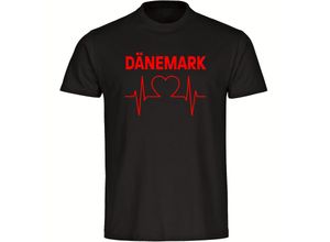 4068859224875 - multifanshop Herren T-Shirt - Dänemark - Herzschlag - Druck rot - Männer