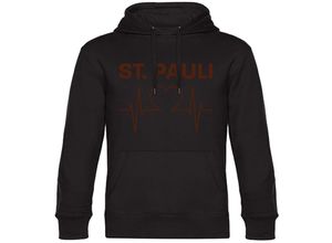 4068859193706 - multifanshop Kapuzen Sweatshirt - St Pauli - Herzschlag - Druck braun - Hoodie