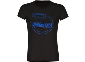 4068859052553 - multifanshop Damen T-Shirt - Darmstadt - Meine Fankurve - Druck blau - Frauen