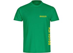 4068859287023 - multifanshop Kinder T-Shirt - Brasilien - Brust & Seite - Druck gelb - Kind
