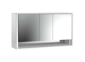 4018445147217 - Emco Loft Aufputz-Lichtspiegelschrank 979805222 1600x733mm mit Unterfach LED 3-türig aluminium Spiegel