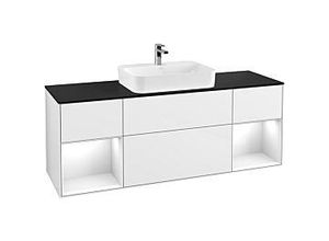 4051202657161 - Villeroy und Boch Finion Waschtischunterschrank G452GFGF 160cm Abdeckplatte black matt Emotion Regale Glossy white lacquer Glossy white lacquer