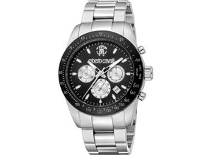 4894626266140 - Chronograph ROBERTO CAVALLI Uomo Chrono Armbanduhren silberfarben (silberfarben schwarz) Herren Quarzuhr Armbanduhr Herrenuhr Edelstahlarmband analog Tag