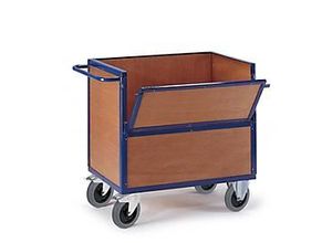 4250448503007 - Rollcart Holzkastenwagen halb geklappt und vergittert mit Deckel 965x665mm