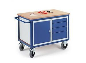 4250448501881 - Rollcart Werkstattwagen mit Stahlschrank und 4 Schubladen 600kg Tragkraft