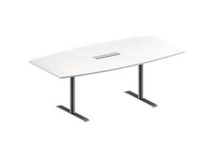 4251898817577 - Genius Konferenztisch MODENA FLEX mit Tischanschlussfeld Boot T-Fuß Rundrohr B 2000 x H 650-850 mm weiß weißaluminium RAL 9006