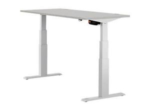 4250510855409 - Select Schreibtisch ERGO-T elektrisch höhenverstellbar Rechteck T-Fuß B 1200 x T 800 x H 640-1300 mm lichtgrau weißaluminium