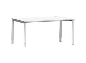 4250510843314 - Genius Schreibtisch Modena Flex Rechteck 4-Fuß Rechteckrohr B 1600 x T 800 x H 650-850 mm lichtgrau weißaluminium