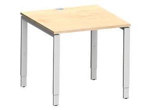 4250510843031 - Genius Schreibtisch Modena Flex Quadrat 4-Fuß Rechteckrohr B 800 x T 800 x H 650-850 mm Ahorn weißaluminium