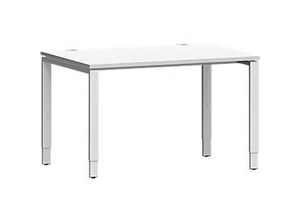 4250510843161 - Genius Schreibtisch Modena Flex Rechteck 4-Fuß Rechteckrohr B 1200 x T 800 x H 650-850 mm lichtgrau weißaluminium