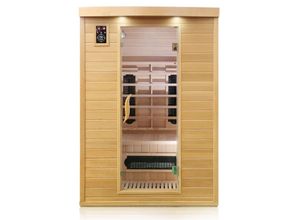 4251575100138 - Dewello - Infrarotkabine Infrarotsauna laval plus inkl Keramikstrahler für 2 Personen - LED-Farblicht - Wärmekabine mit Radio Bluetooth 135 cm x