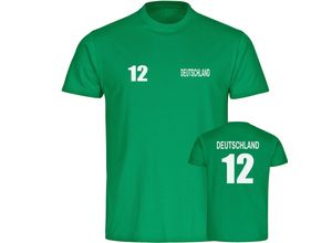 4068859247553 - multifanshop Herren T-Shirt - Deutschland - Trikot Nummer 12 - Druck weiß - Männer