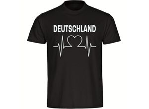 4068859248949 - multifanshop Herren T-Shirt - Deutschland - Herzschlag - Druck weiß - Männer