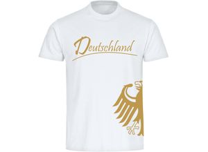 4068859250799 - multifanshop Herren T-Shirt - Deutschland - Adler seitlich Gold - Druck gold metallic - Männer