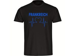 4068859308124 - multifanshop Herren T-Shirt - Frankreich - Herzschlag - Druck blau - Männer