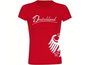 4068859267216 - multifanshop Damen T-Shirt - Deutschland - Adler seitlich - Druck weiß - Frauen