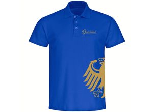 4068859407179 - multifanshop Poloshirt - Deutschland - Adler seitlich Gold - Druck gold metallic - Polo