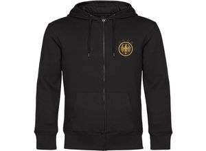 4068859406332 - multifanshop Kapuzen Sweatshirt Jacke - Deutschland - Adler Retro Gold - Druck gold metallic - Sweat