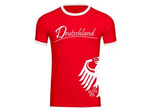 4068859262228 - multifanshop Kontrast T-Shirt - Deutschland - Adler seitlich - Druck weiß - Männer