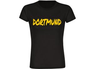 4068859490676 - multifanshop® Damen T-Shirt - Dortmund - Textmarker - Druck gelb - Frauen