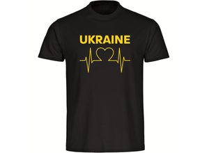 4068859297282 - multifanshop Herren T-Shirt - Ukraine - Herzschlag - Druck gelb - Männer