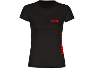 4068859477981 - multifanshop Damen T-Shirt - Türkei - Brust & Seite - Druck rot - Frauen