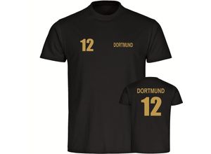 4068859489472 - multifanshop® Herren T-Shirt - Dortmund - Trikot Nummer 12 gold - Druck gold metallic - Männer