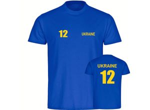 4068859298845 - multifanshop Kinder T-Shirt - Ukraine - Trikot Nummer 12 - Druck gelb - Kind