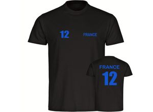 4068859375683 - multifanshop Herren T-Shirt - France - Trikot Nummer 12 - Druck blau - Männer