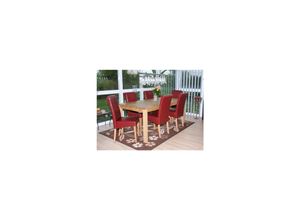 4057651096698 - 6er-Set Esszimmerstuhl Lecce II Leder ~ rot helle Beine