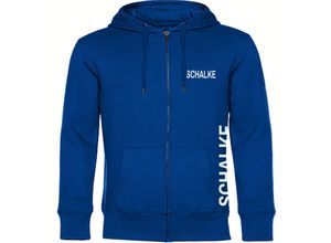 4068859005672 - multifanshop Kapuzen Sweatshirt Jacke - Schalke - Brust & Seite - Druck weiß - Sweat