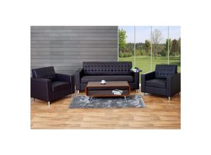 4057651152615 - 3-1-1 Sofagarnitur Pori Couch Loungesofa Kunstleder Metall-Füße ~ coffee