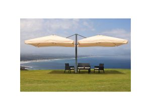 4052826052806 - Gastronomie-Alu-Luxus-Doppel-Ampelschirm T44 Pergola-Markise-Effekt 62x3m Polyester 50kg ~ creme-beige