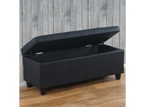 4052826156085 - Aufbewahrungs-Truhe Kriens Sitzbank Bank Kunstleder 45x114x45cm ~ schwarz matt