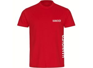 4068859404994 - multifanshop Herren T-Shirt - Hannover - Brust & Seite - Druck weiß - Männer