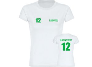 4068859169701 - multifanshop Damen T-Shirt - Hannover - Trikot Nummer 12 - Druck grün - Frauen