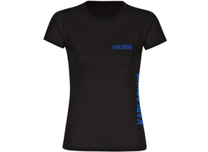 4068859020569 - multifanshop Damen T-Shirt - Karlsruhe - Brust & Seite - Druck blau - Frauen