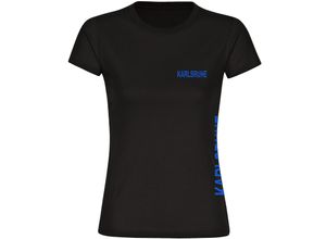 4068859020521 - multifanshop Damen T-Shirt - Karlsruhe - Brust & Seite - Druck blau - Frauen