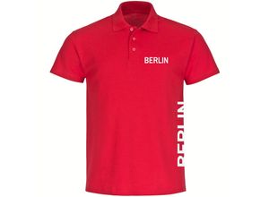 4068859073190 - multifanshop Poloshirt - Berlin rot - Brust & Seite - Druck weiß - Polo