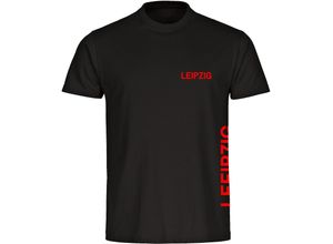 4068859081164 - multifanshop Herren T-Shirt - Leipzig - Brust & Seite - Druck rot - Männer