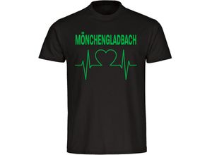 4068859173555 - multifanshop Herren T-Shirt - Mönchengladbach - Herzschlag - Druck grün - Männer