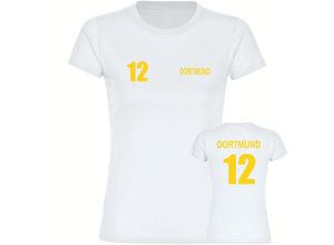 4068859186869 - multifanshop® Damen T-Shirt - Dortmund - Trikot Nummer 12 - Druck gelb - Frauen