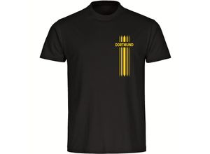 4068859188122 - multifanshop® Herren T-Shirt - Dortmund - Streifen - Druck gelb - Männer