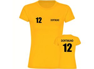 4068859186937 - multifanshop® Damen T-Shirt - Dortmund - Trikot Nummer 12 - Druck schwarz - Frauen