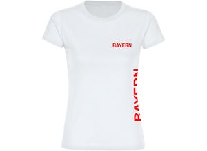4068859071622 - multifanshop Damen T-Shirt - Bayern - Brust & Seite - Druck rot - Frauen