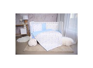 3800166100821 - Babybettwäsche Set Smile 6-teilig Decke 140x95 Kissen 43x35 Bett 120x60 blau