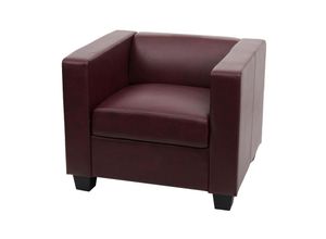 4057651424293 - Sessel Loungesessel Lille ~ Kunstleder rot-braun