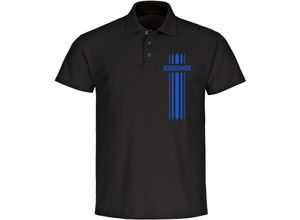 4068859202583 - multifanshop Poloshirt - Braunschweig - Streifen - Druck blau - Polo